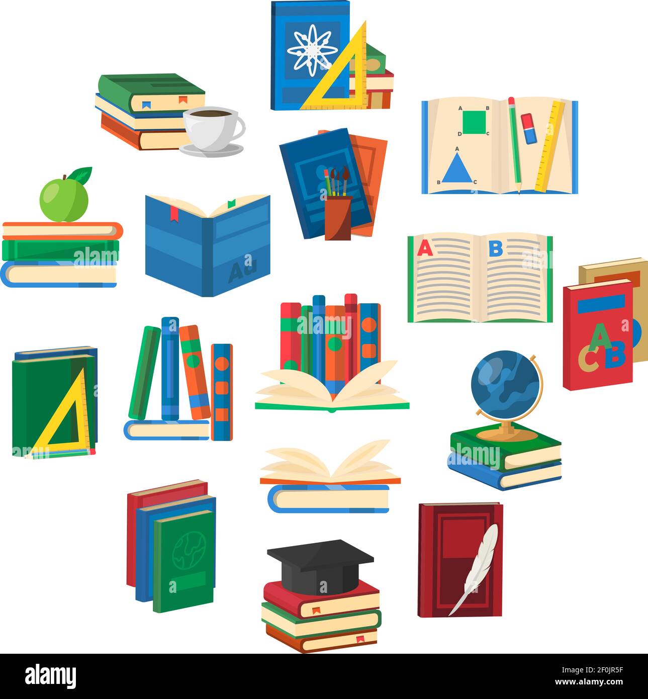 Books icons on round Stock Vector Images - Alamy