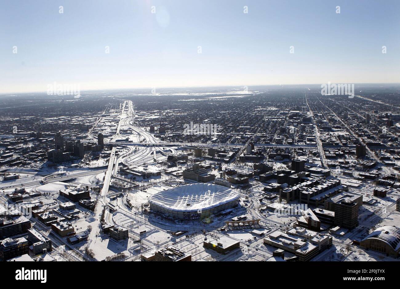 The Metrodome roof, seen on December 12, 2010, collapsed due to snow ...