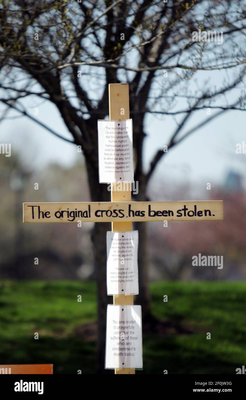 The stations of the cross, each cross created by different student ...