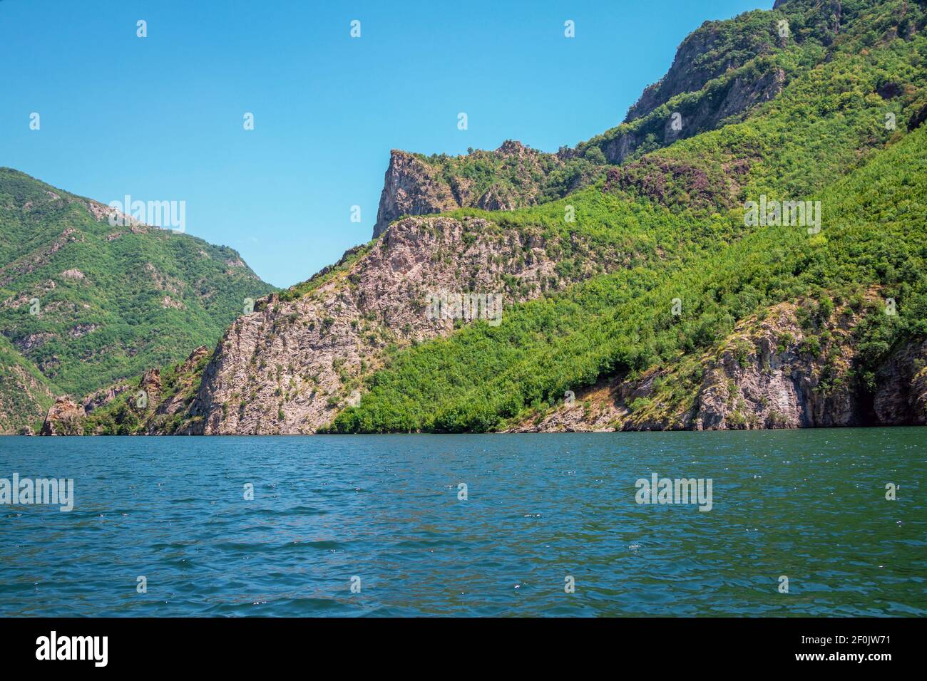 Summer landscape -Albanian mountains, covered with lush foliage and ...