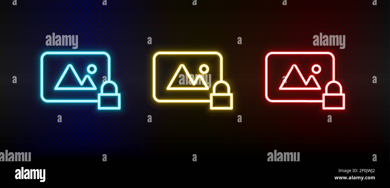 Red neon glowing lock icon hi-res stock photography and images - Alamy