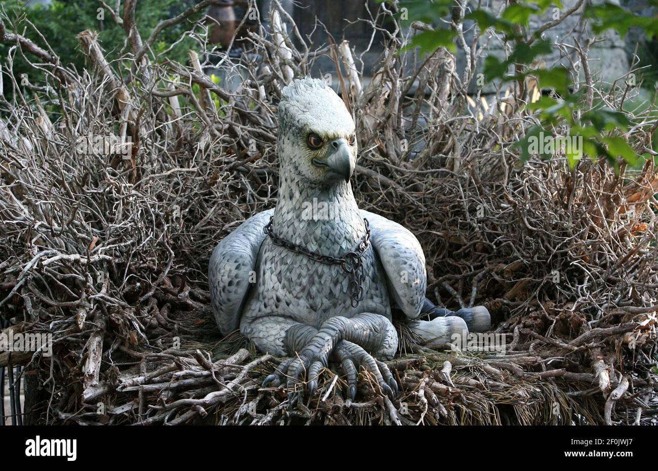 An animatronic hippogriff greets guests at the Flight of the Hippogriff ...