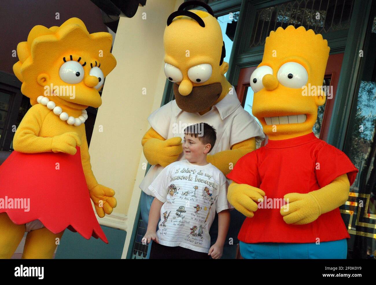 A visitor poses with the Simpsons characters at Universal Studios in ...