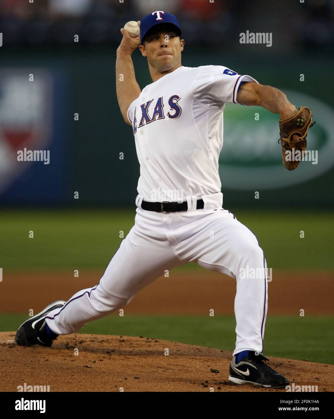 Texas Rangers starting pitcher Rich Harden throws against the Toronto ...