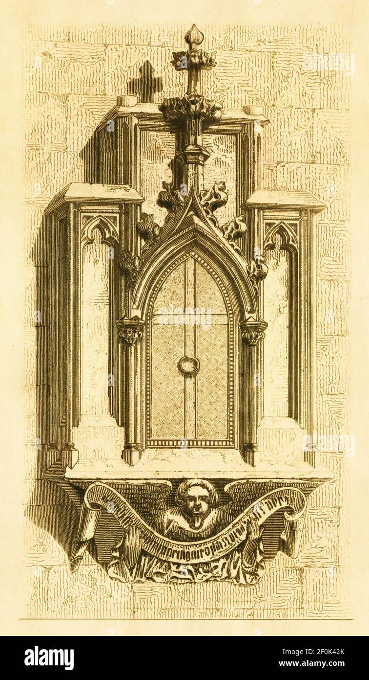 19th-century illustration of sacrarium in St. Mary on the Strand Church ...