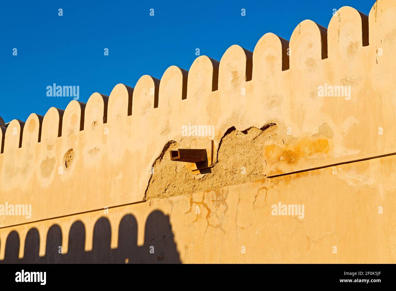 In oman muscat rock the old defensive fort battlesment sky and star ...