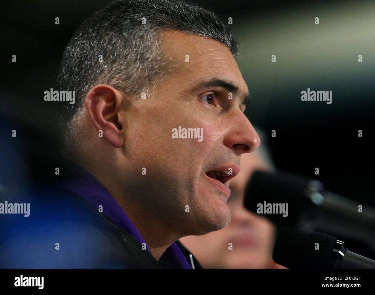 Kansas State coach Frank Martin answers media questions in the locker ...