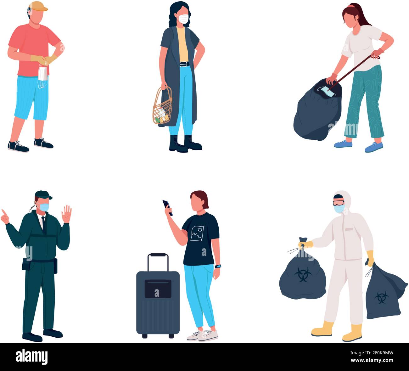 New reality flat color vector faceless character set Stock Vector Image ...