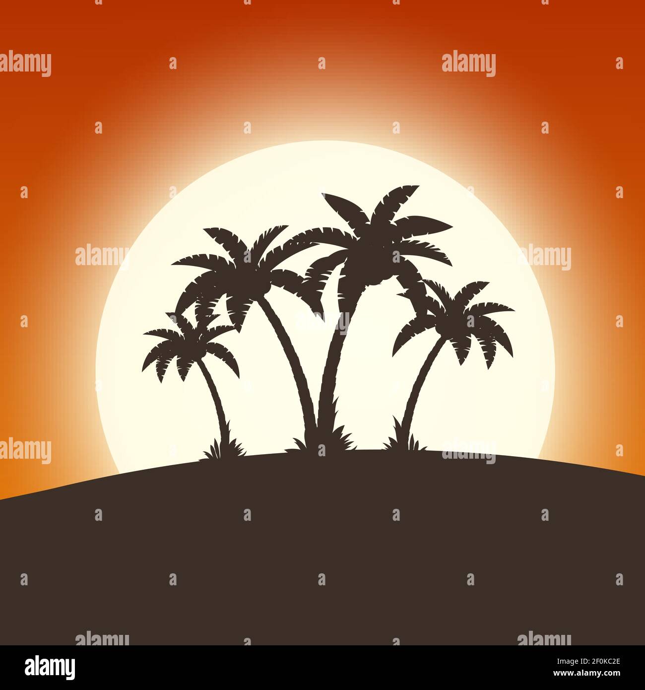 Palm trees bright sun in Stock Vector Images - Alamy