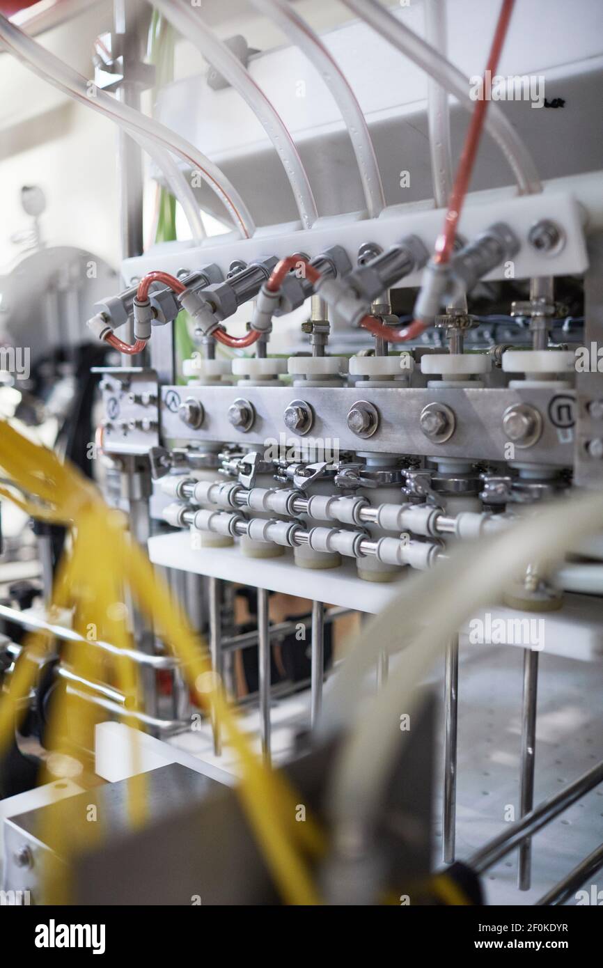 Close up background image of equipment systems at modern industrial ...