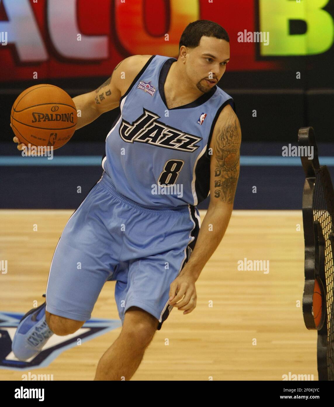 Deron Williams of the Utah Jazz during the Skills Challenge during NBA ...