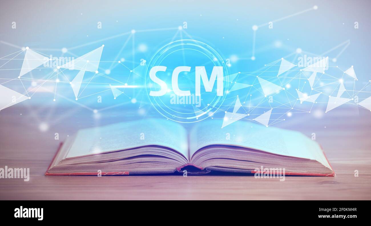 Open book with SCM abbreviation, modern technology concept Stock Photo ...