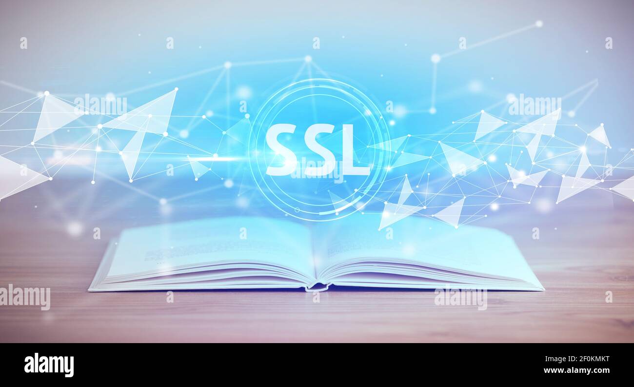 Open book with SSL abbreviation, modern technology concept Stock Photo ...