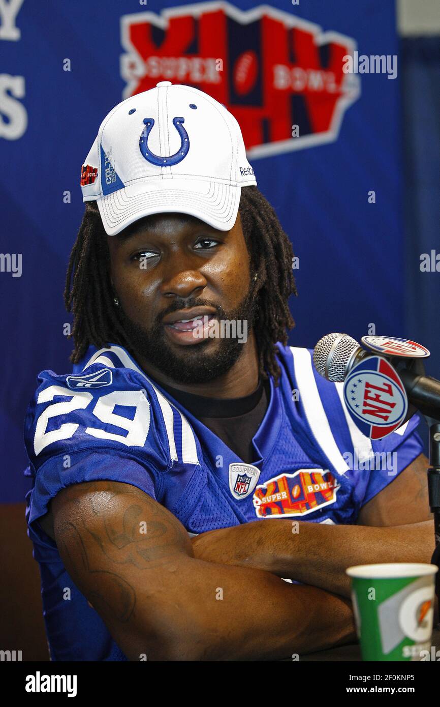 Indianapolis Colts Joseph Addai talks to reporters during Super Bowl ...