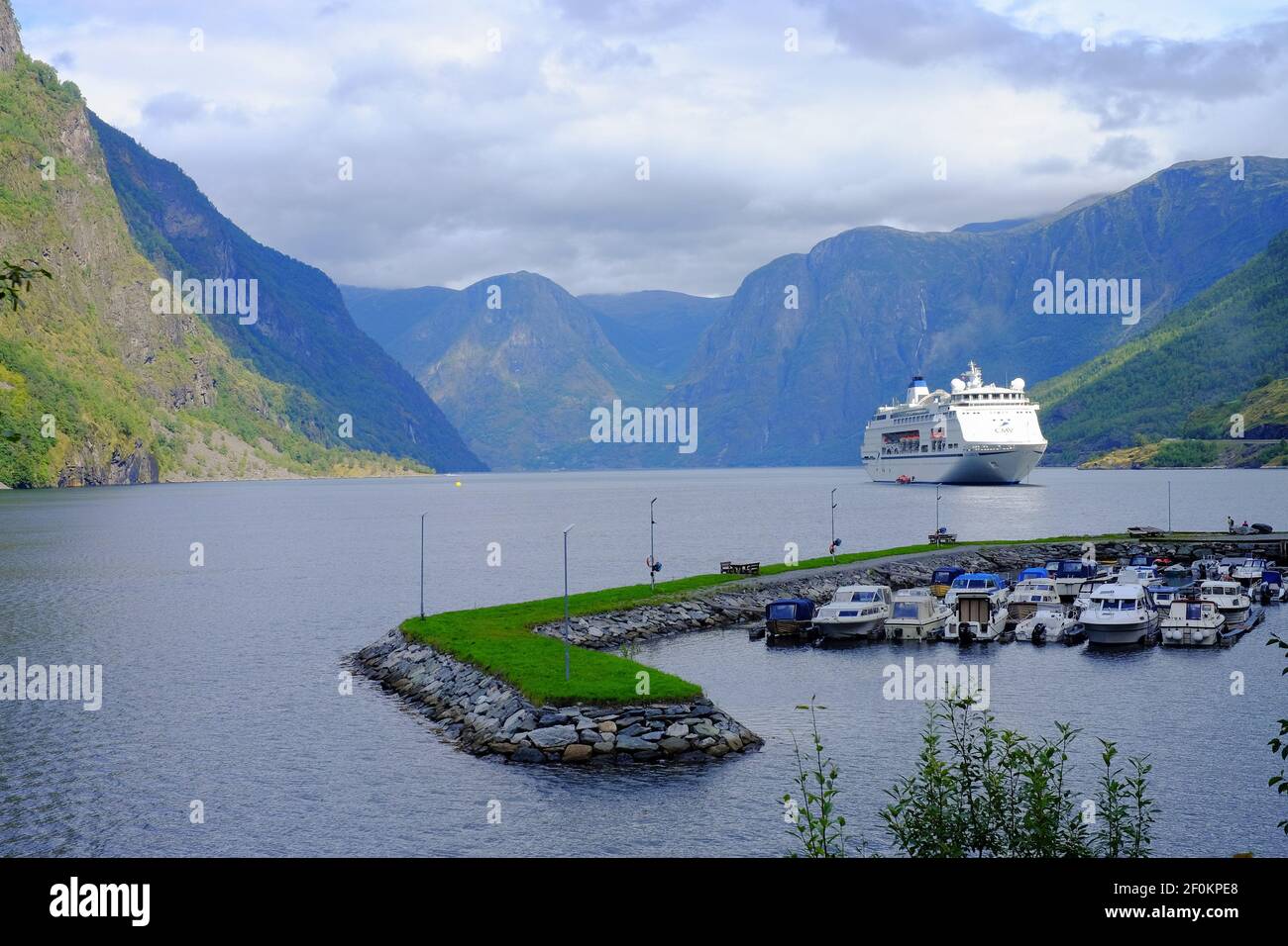 The CMV Columbus cruise ship pictured in the Norwegian Fjord town of ...