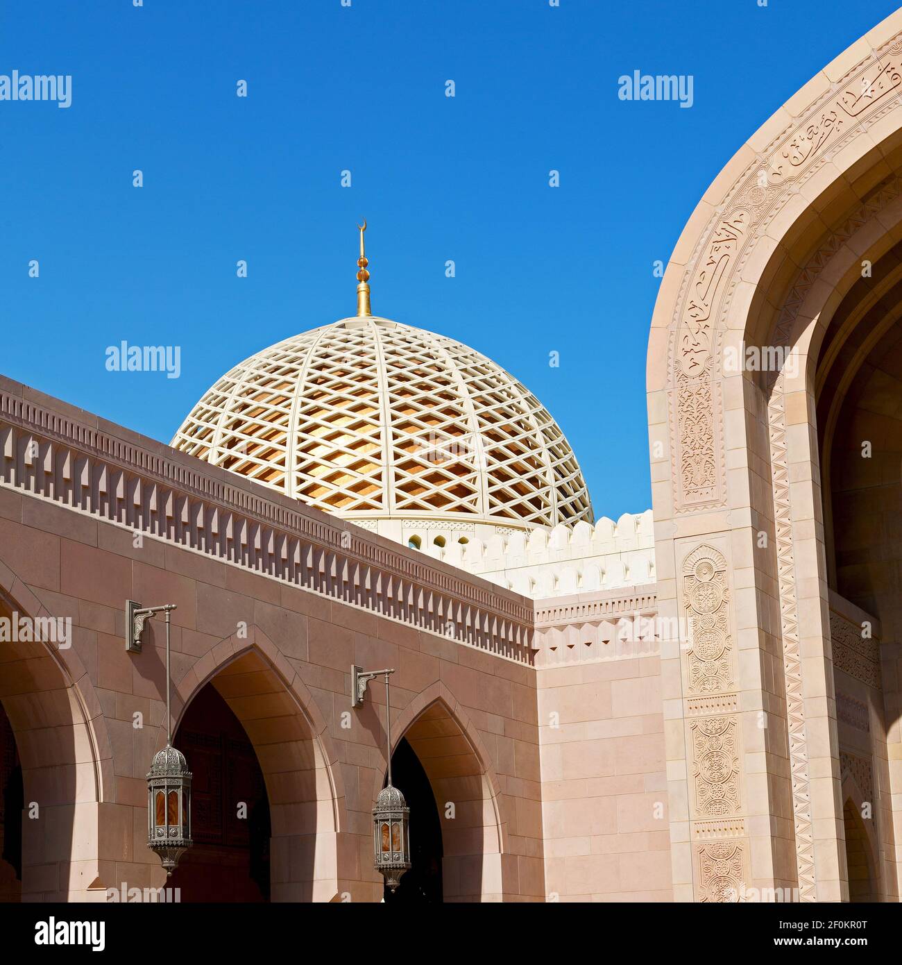In oman muscat the old mosque minaret and religion in clear sky Stock ...