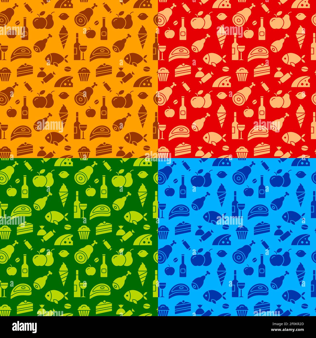 Illustration of the colorful seamless patterns of a food and meal in a ...