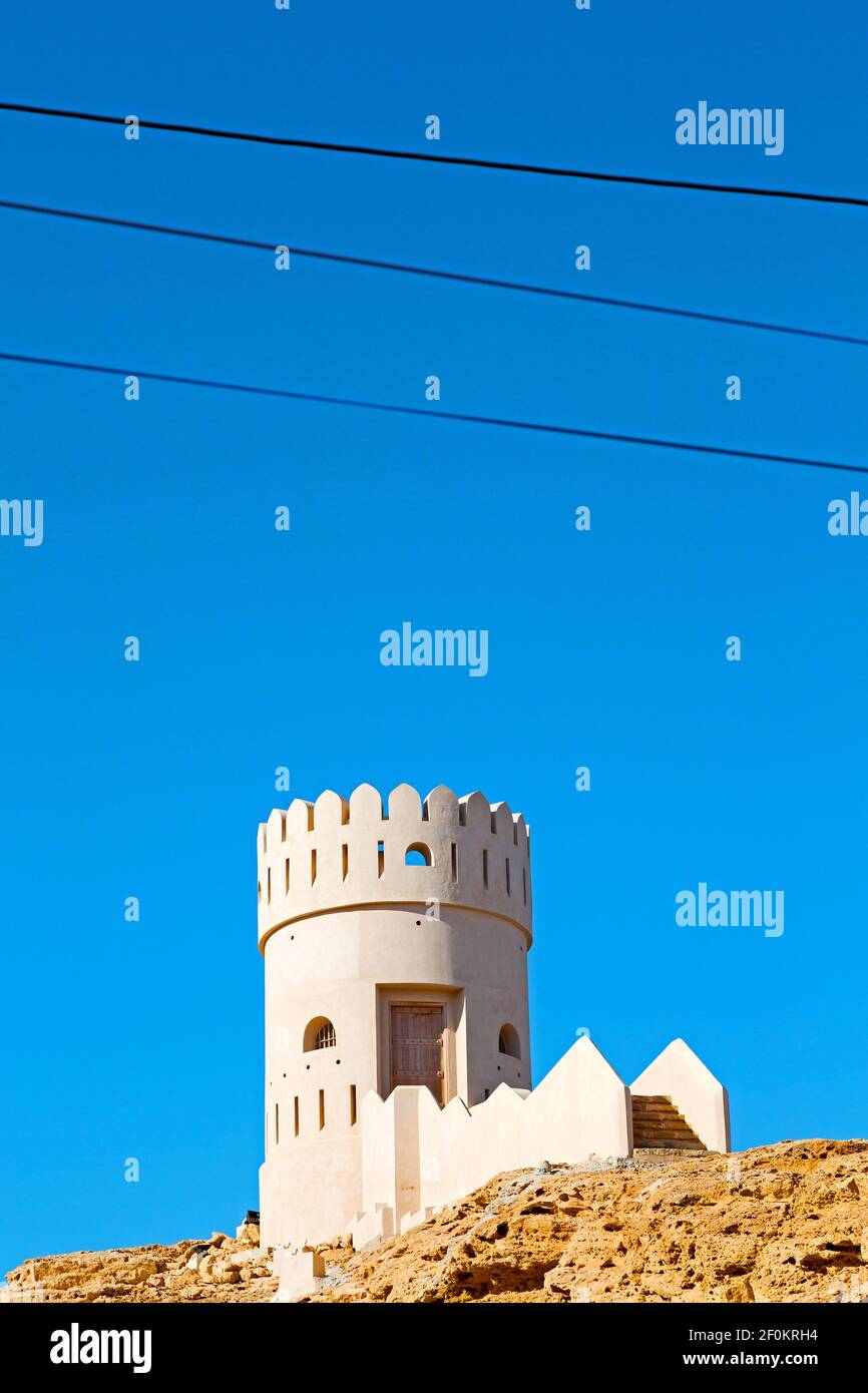 In oman muscat rock the old defensive fort battlesment sky and star ...