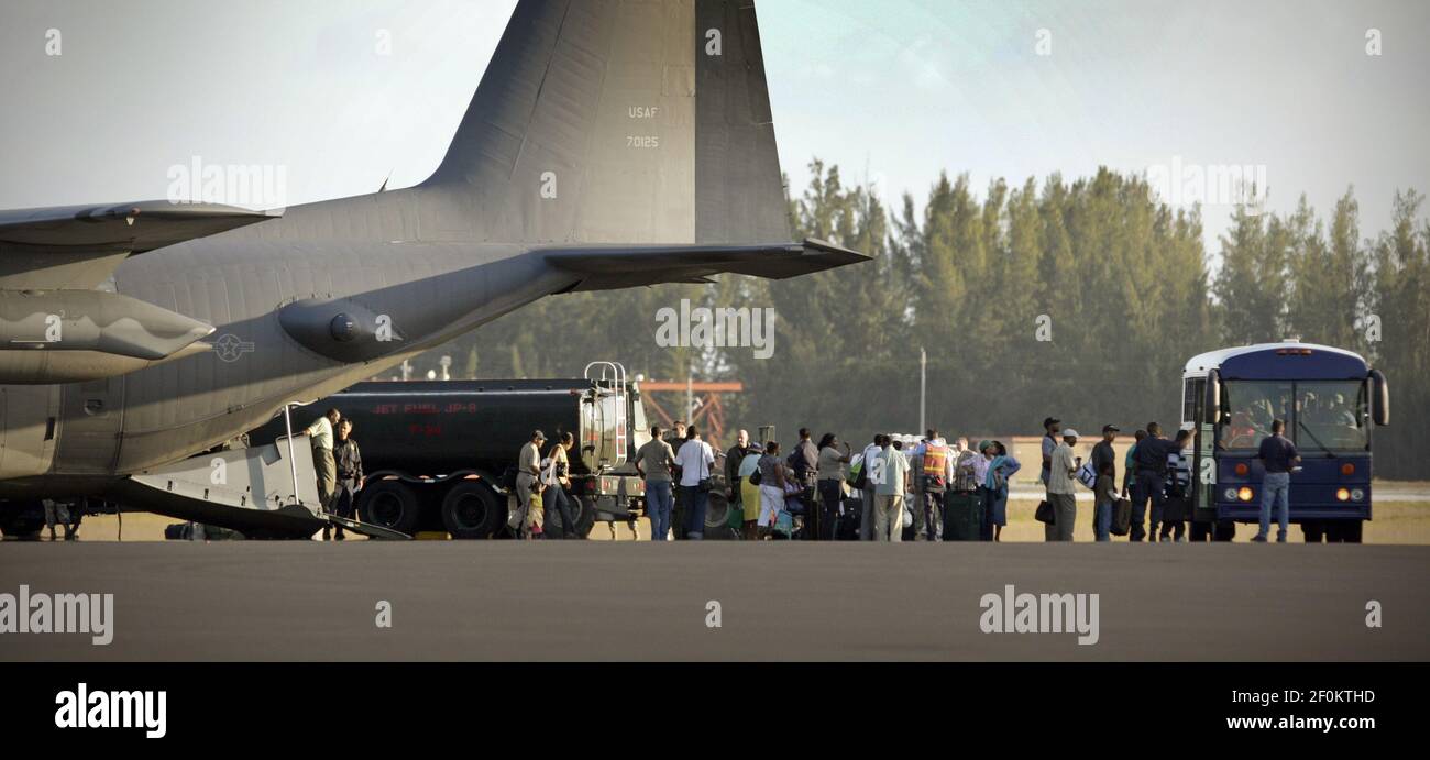U.S. Citizens arrive at Homestead Air Reserve Base in Florida on a ...