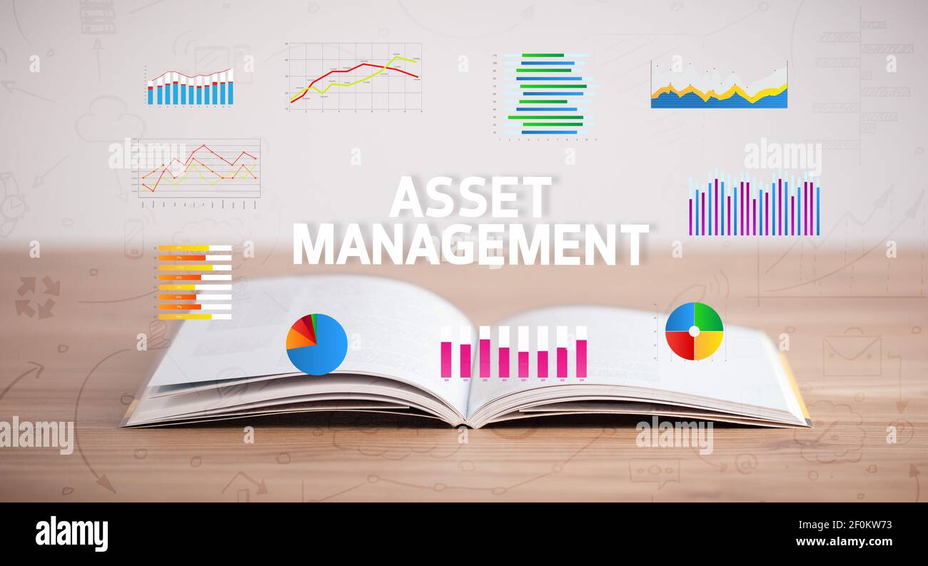 Open book with ASSET MANAGEMENT inscription, new business concept Stock ...