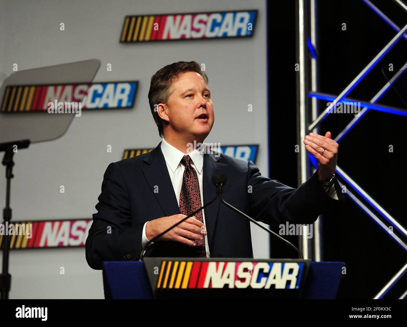 NASCAR Chairman and CEO Brian France addresses members of the media ...