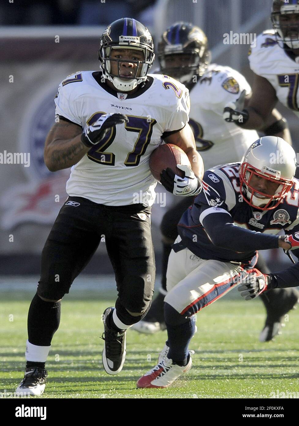 Ray Rice of the Baltimore Ravens takes the first play from scrimmage ...