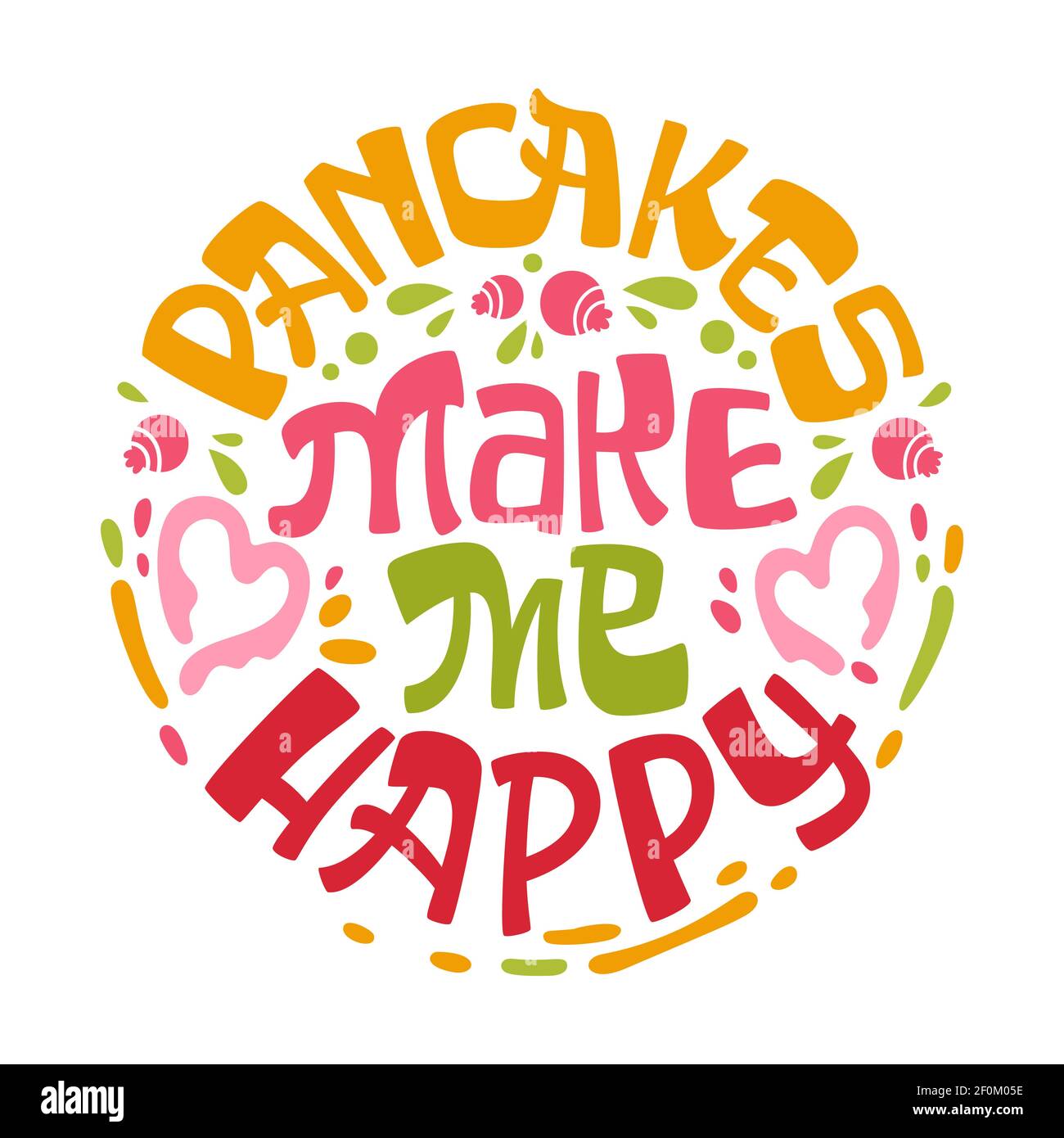 Pancakes make me happy - pancake themed lettering phrase. Text for ...