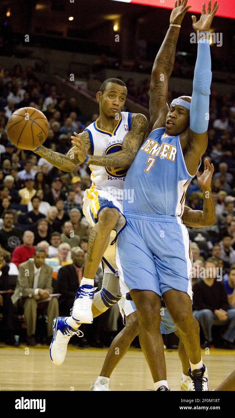 Golden State Warriors point guard Monta Ellis looks to pass, as Denver ...