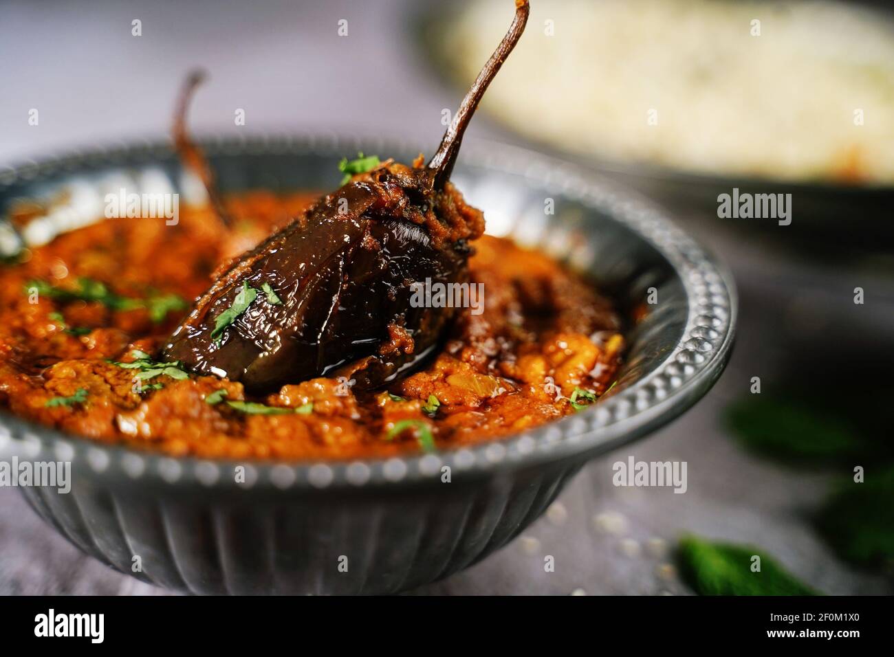 Bagara Baingan - Hyderabadi Eggplant Curry, selective focus Stock Photo ...