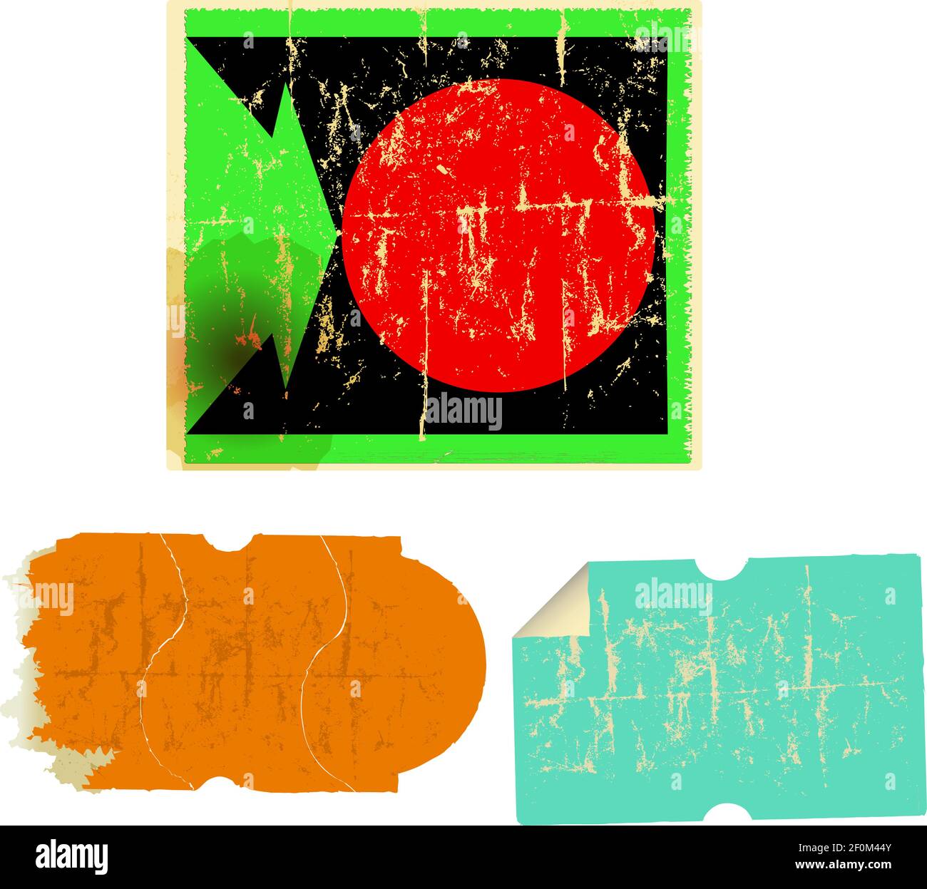 set of empty grungy adhesive price stickers, ripped discount stickers ...