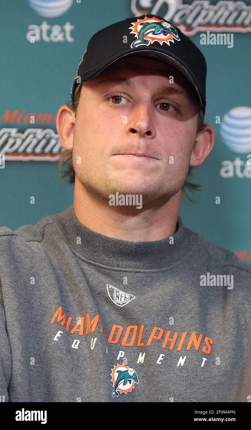 Miami Dolphins quarterback Chad Pennington speaks to reporters during a ...