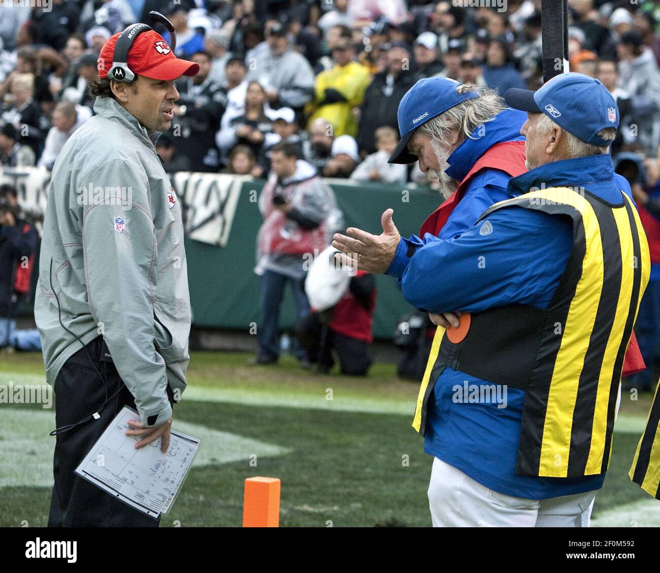 Kansas City Chiefs head coach Todd Haley had words with the chain crew ...