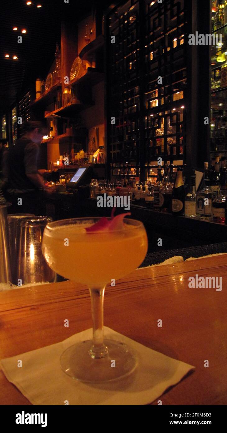 The Champaign Apricato cocktail is featured at Pegu Club in New York ...