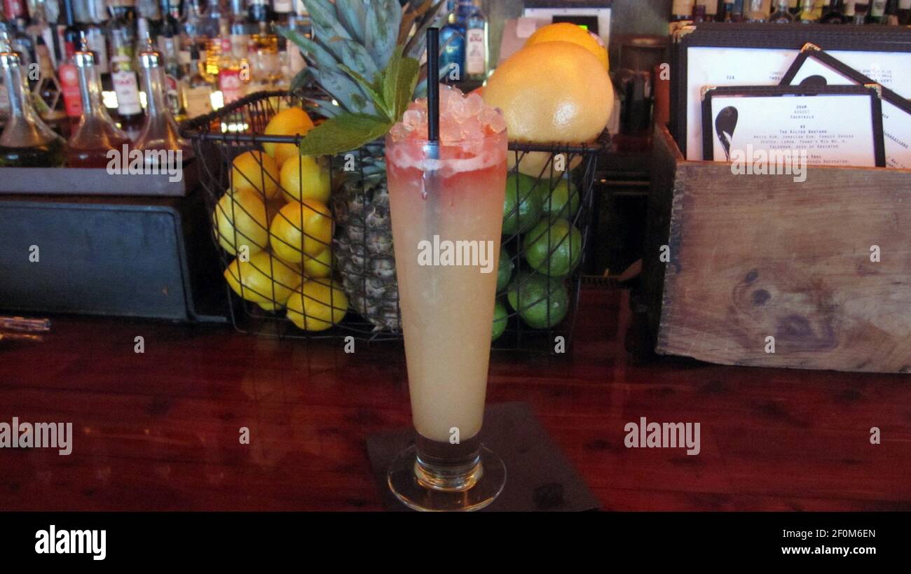 The cocktail called Behind God's Back is featured at Dram in New York ...