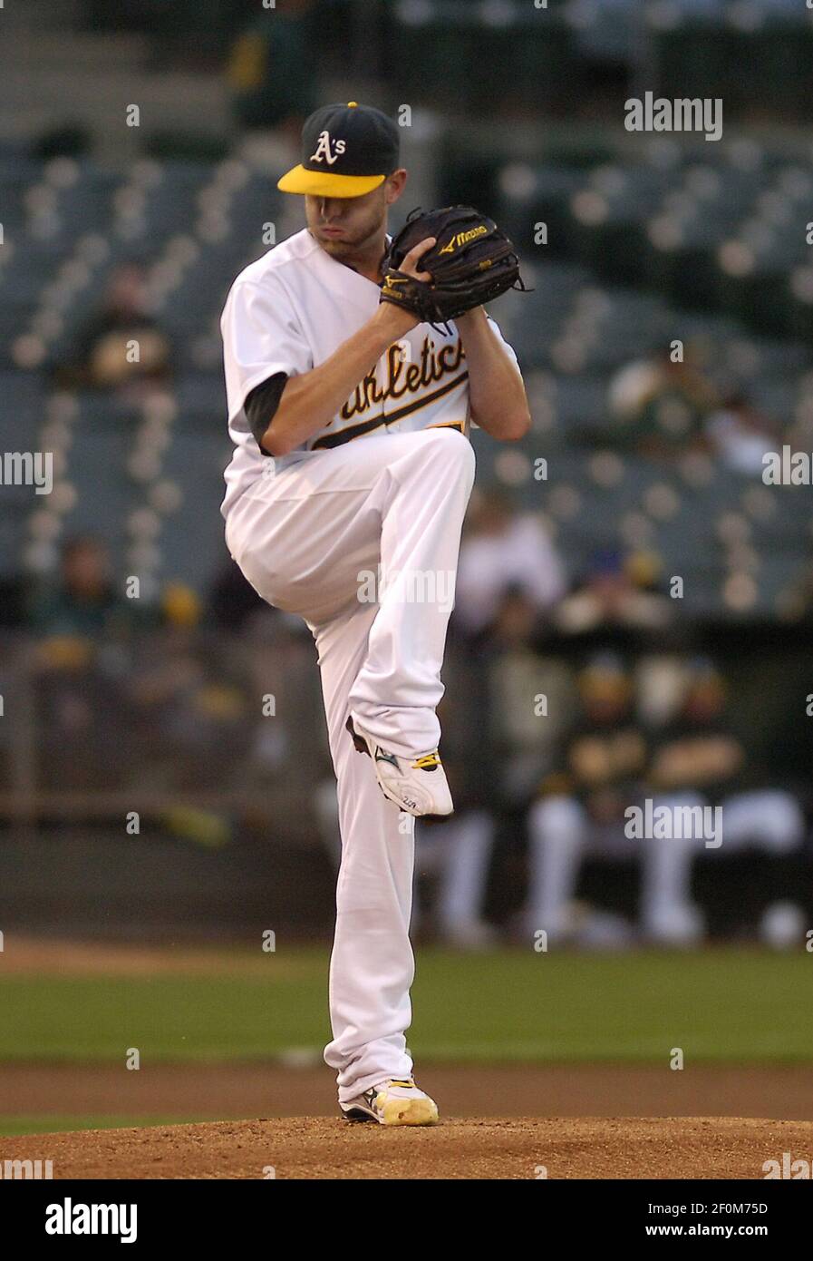 Oakland Athletics starting pitcher Dallas Braden throws against the ...