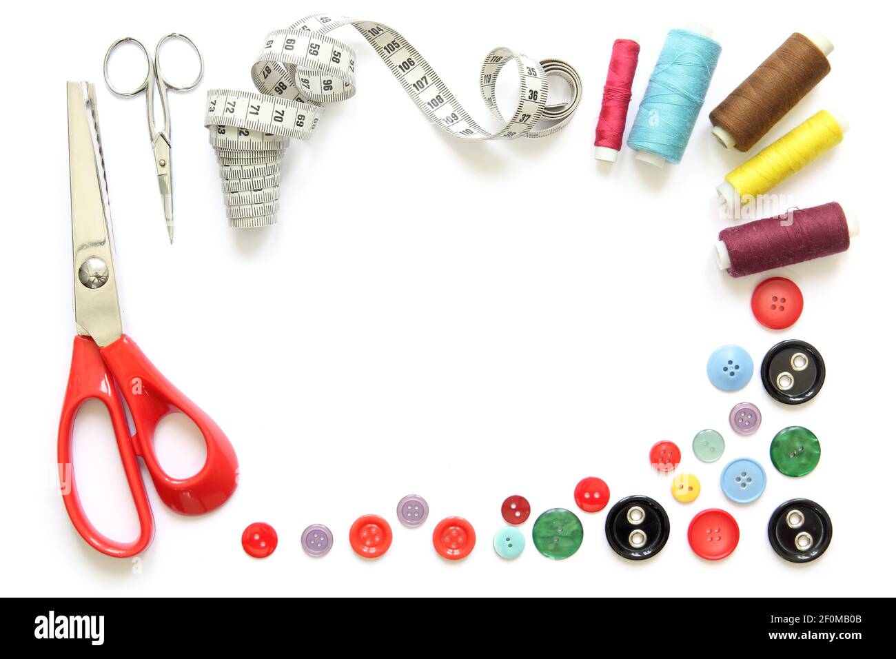 Kit design of sewing tools isolated on white background: spools of ...