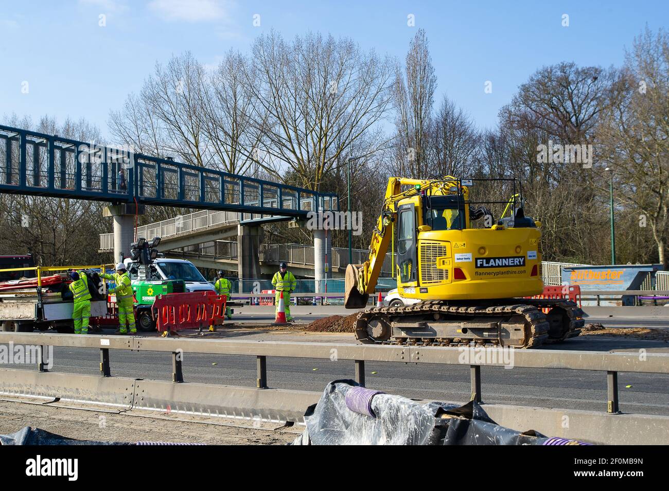 Langley, Berkshire, UK. 7th March, 2021. The M4 Motorway was closed ...