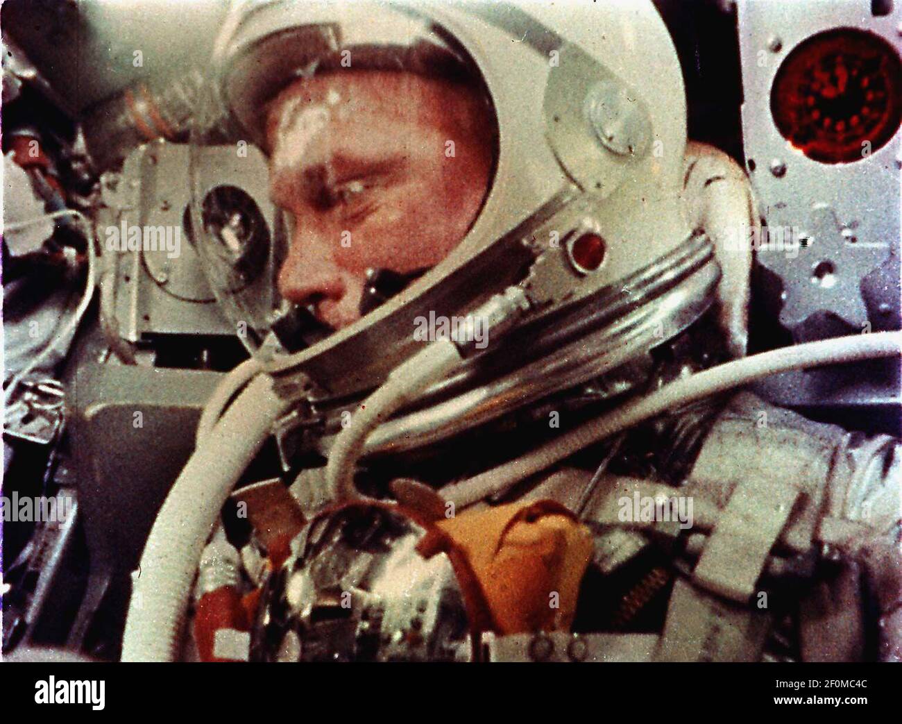Astronaut John H. Glenn Jr. is pictured aboard the MA-6/Friendship 7 ...