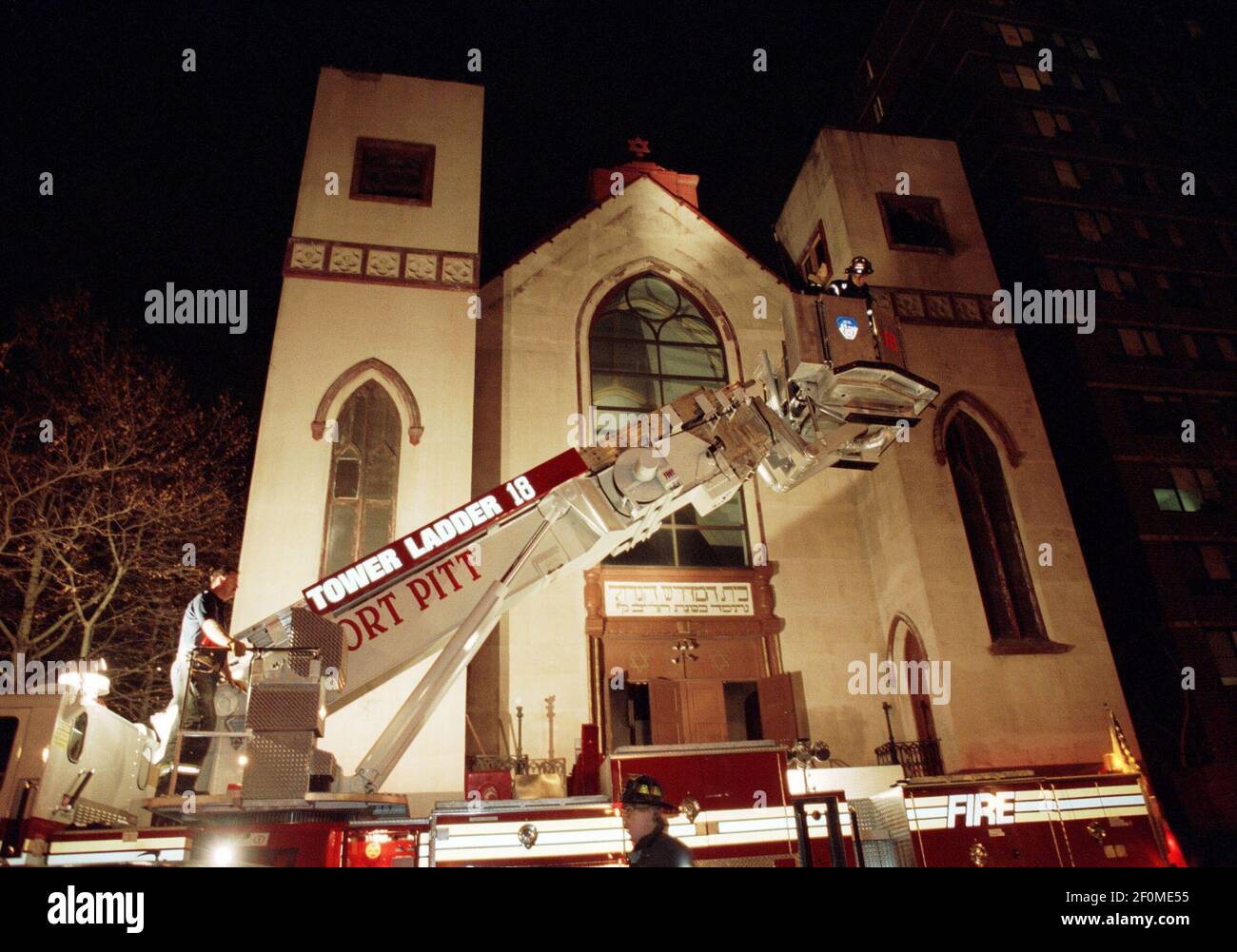 Firemen from Ladder Company 18 outside of the landmark building of ...