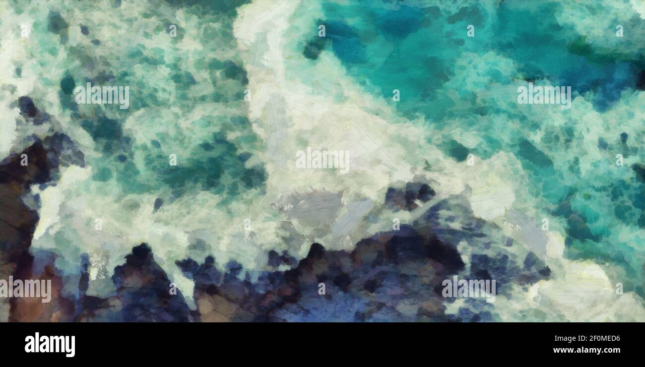Beautiful sea waves. Top view. Artistic work Stock Photo - Alamy