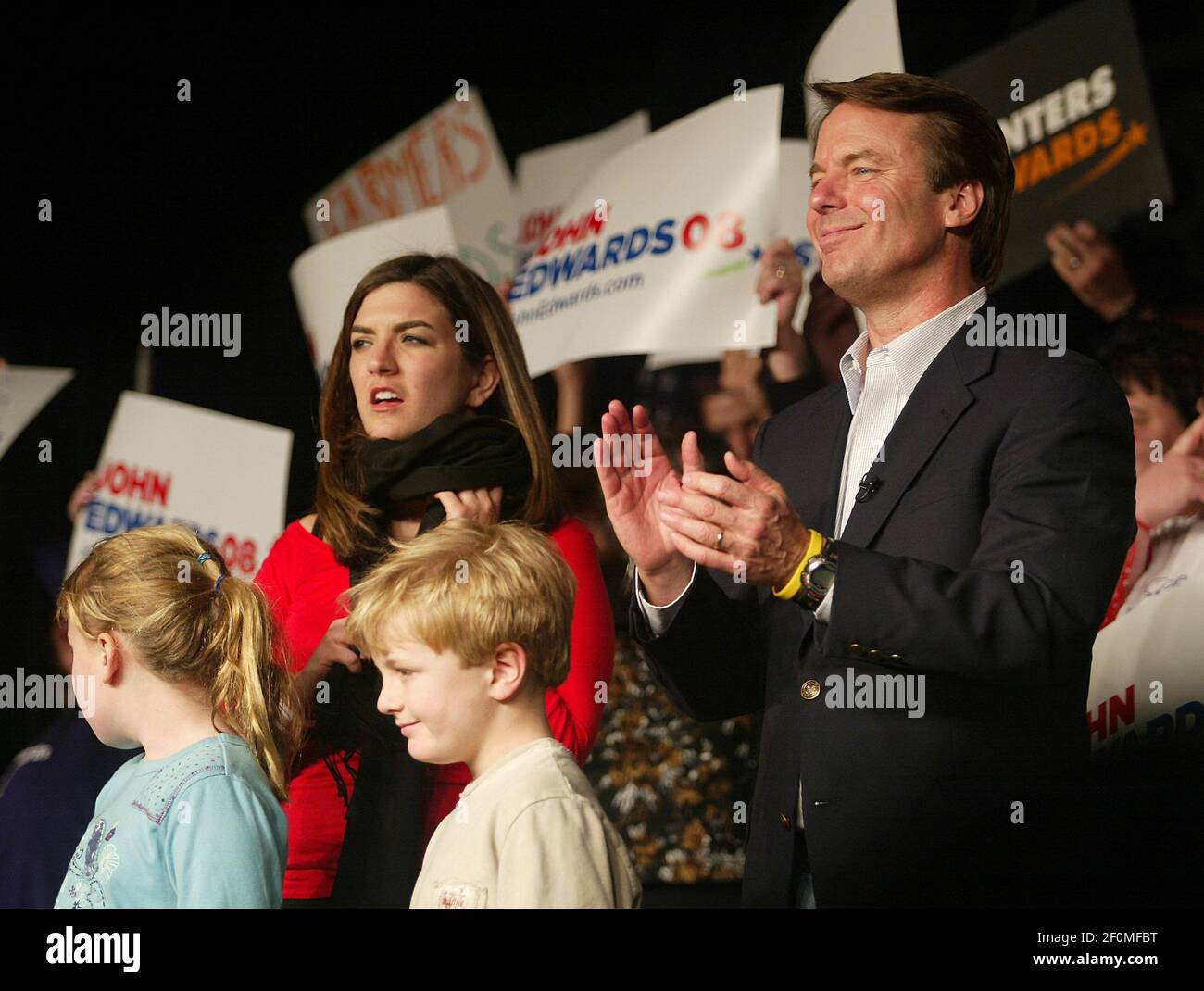 Democratic Senator John Edwards and family attend a rally at the Val ...