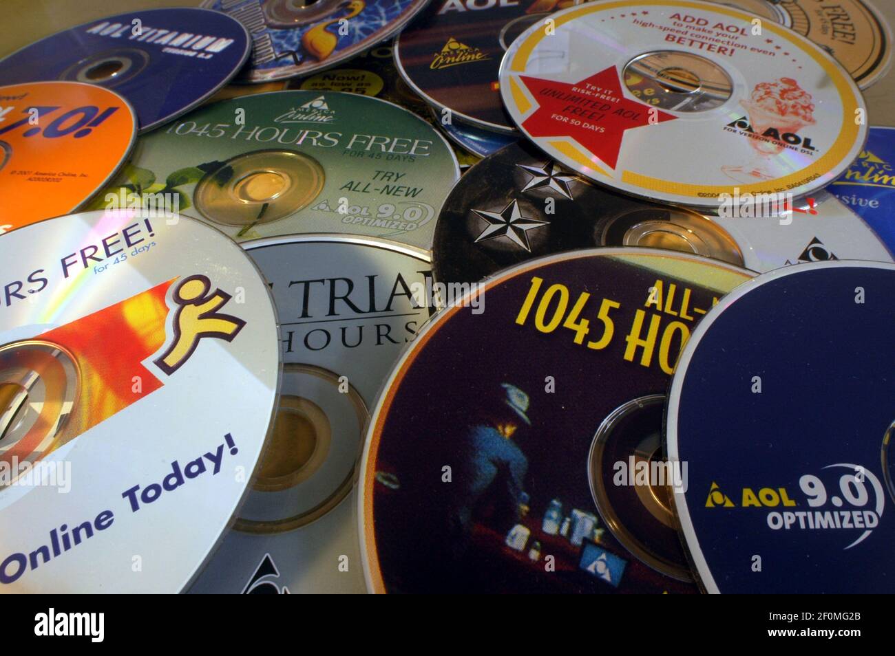A collection of several years worth of AOL cd-roms is seen on July 25 ...