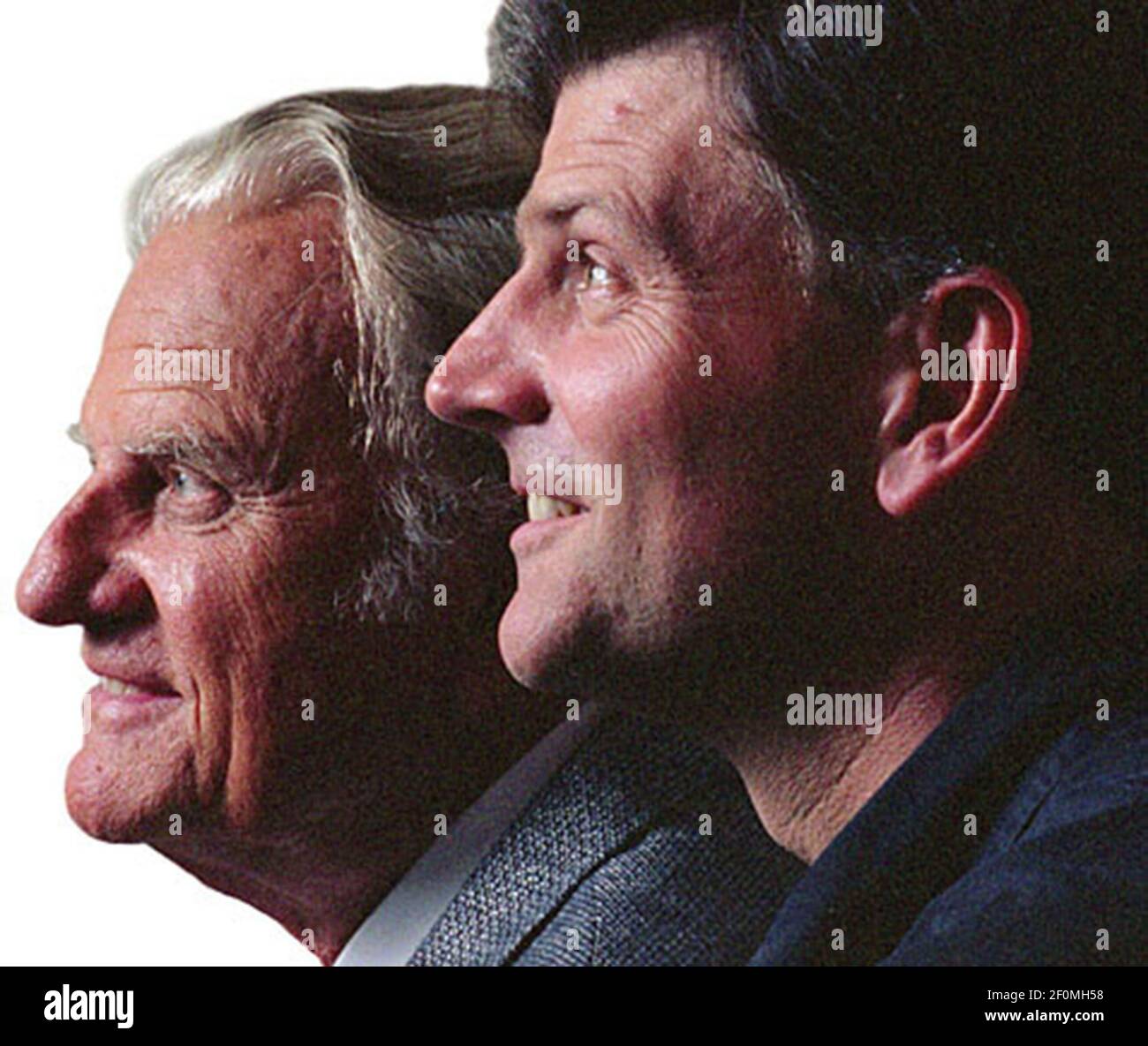 Billy Graham with his son, Franklin, before a 1994 crusade. Franklin ...