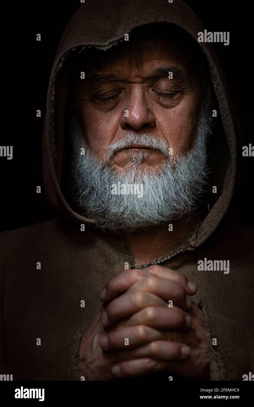 Character face of a monk in the middle ages Stock Photo - Alamy