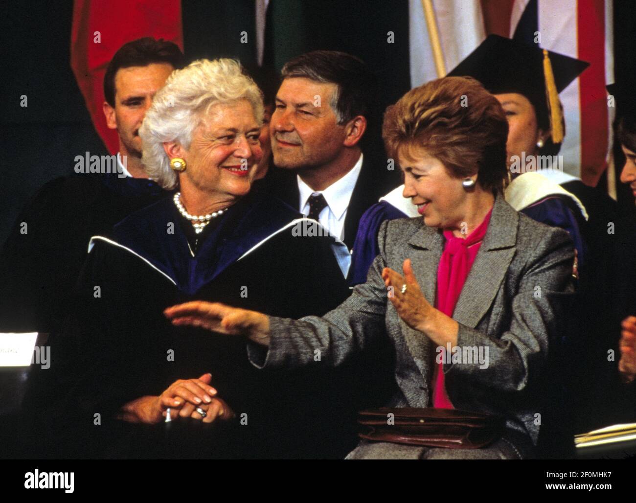 First lady Barbara Bush, left, and Raisa Gorbachev, wife of President ...