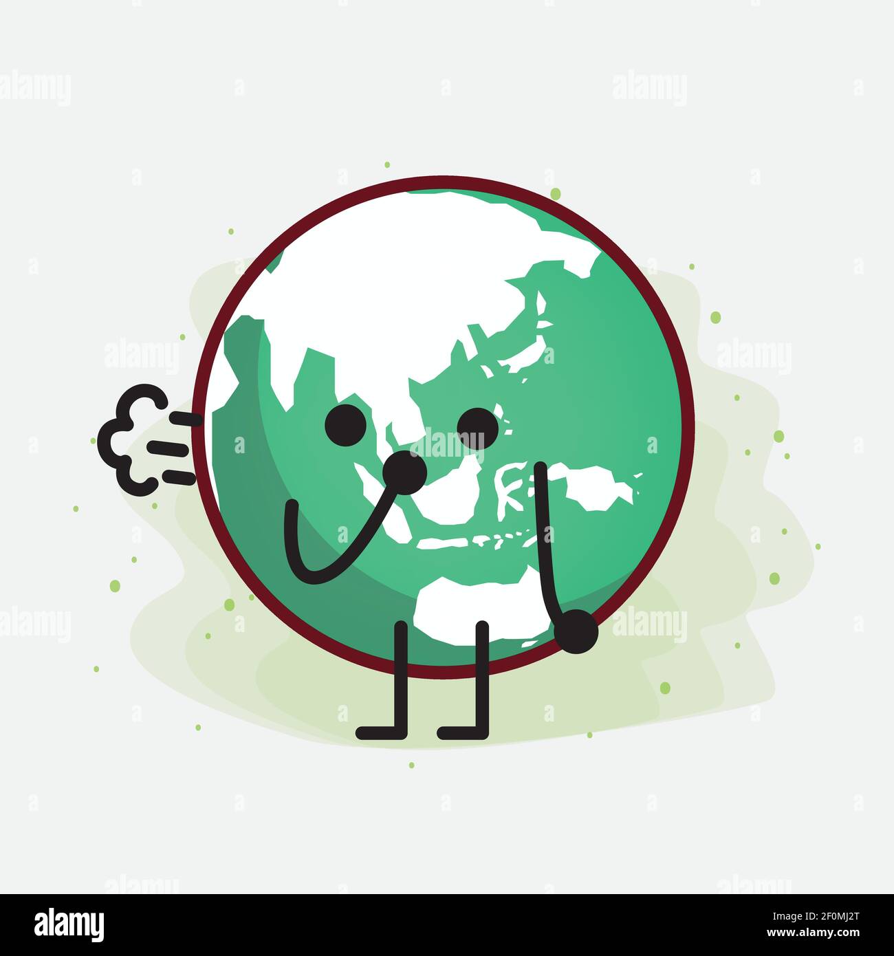 Vector Illustration of Earth Globe Character with cute face, simple ...
