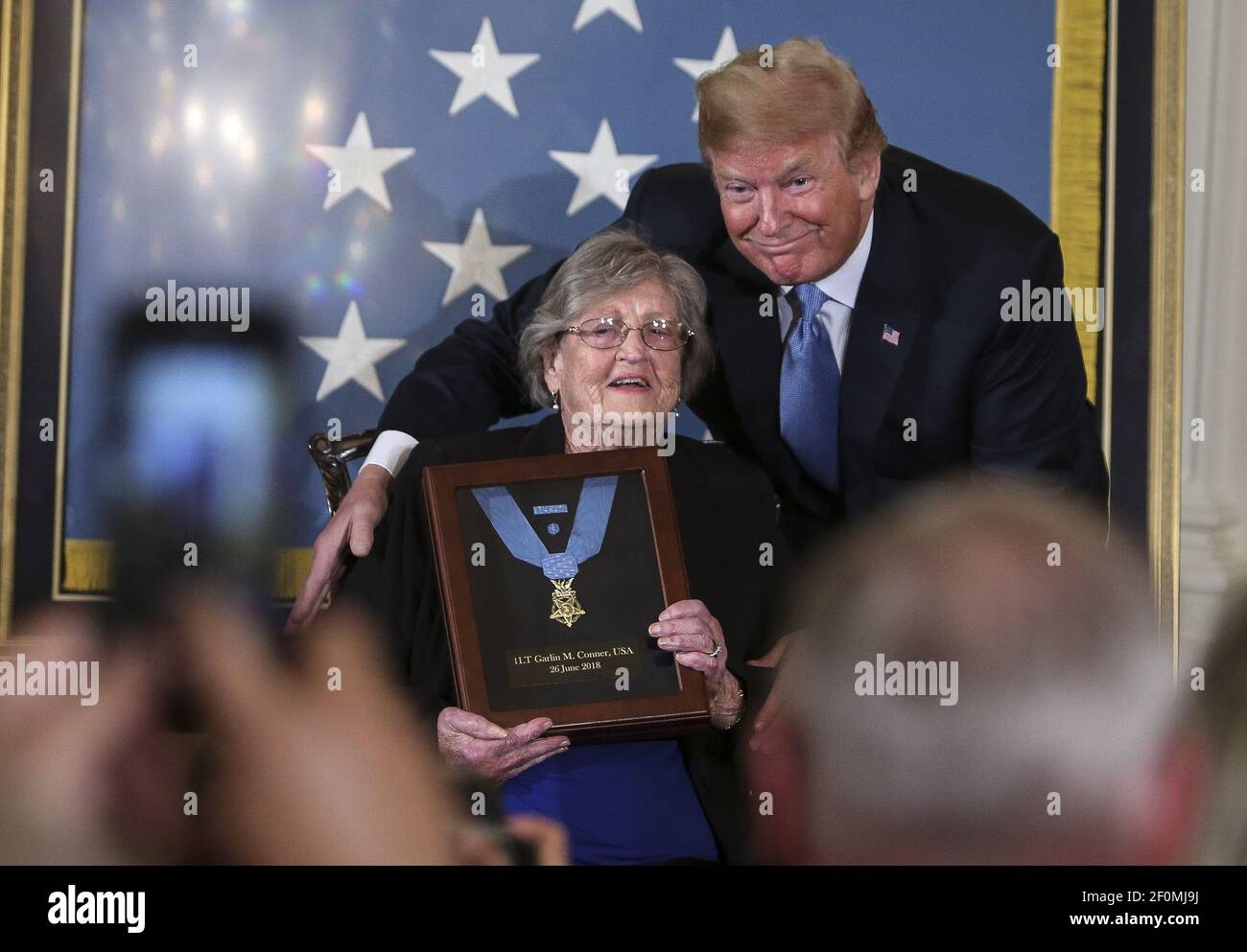 President Donald Trump presents the Medal of Honor to Pauline Connor ...