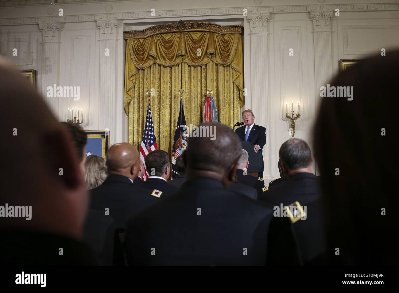 President Donald Trump delivers an speech before awarding the Medal of ...