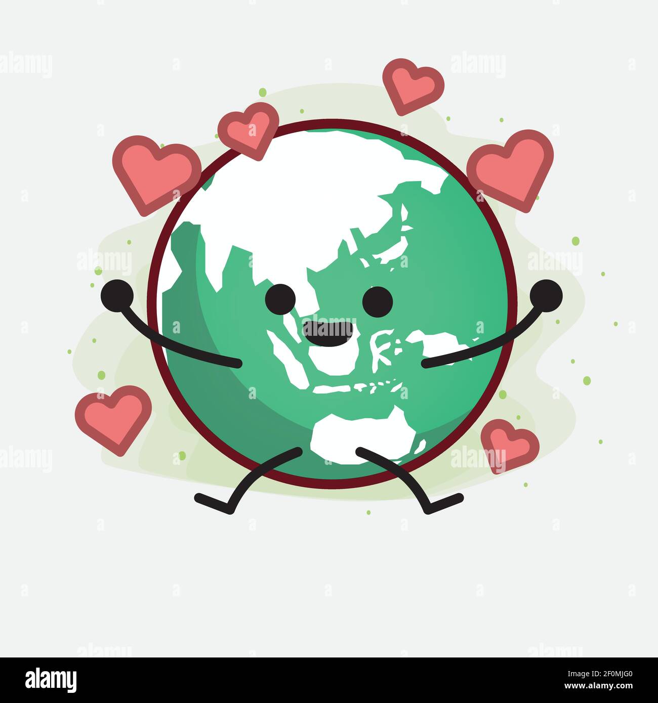Vector Illustration of Earth Globe Character with cute face, simple ...
