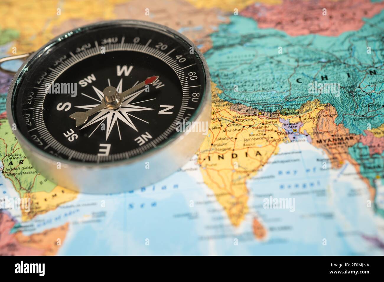 Bangkok, Thailand - June 1, 2020 Compass on Asia globe world map ...